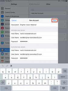 Webmail Setup – iPad – Brighter Vision Knowledge Base