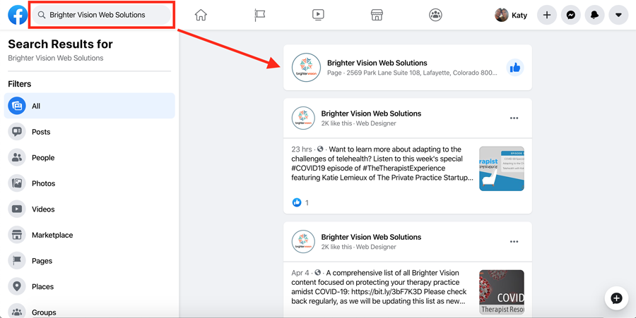 How Do I Find The URL For My Facebook Business Page Brighter Vision